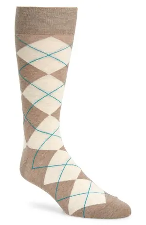 Cole Haan Argyle Crew Socks Brown Heather