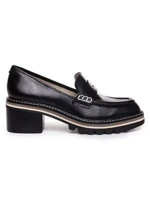 Bernardo Women's Selma Leather Lug Loafer - Navy Multi  - Black