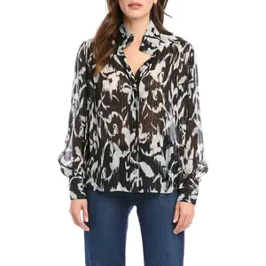 Fifteen Twenty Shirred Button-up Blouse - Print