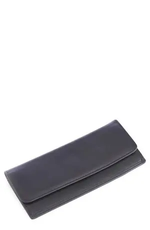 ROYCE NEW YORK Personalized Rfid Blocking Leather Clutch Wallet - Black - Silver Foil