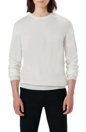 Bugatchi Merino Wool Crewneck Sweater - Chalk