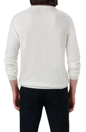 Bugatchi Merino Wool Crewneck Sweater - Chalk