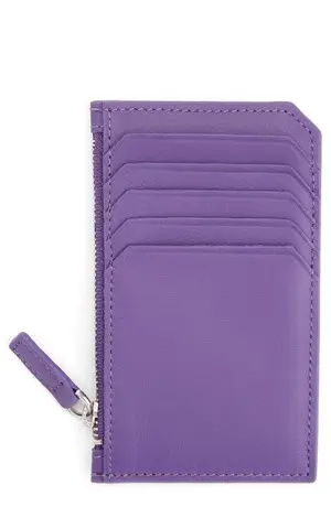 ROYCE NEW YORK Personalized Card Case Purple- Silver Foil