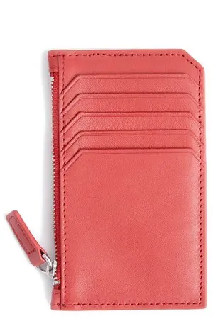 ROYCE NEW YORK Personalized Card Case Red- Deboss