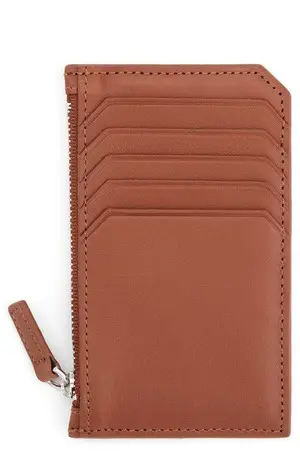 ROYCE NEW YORK Personalized Card Case Tan- Deboss