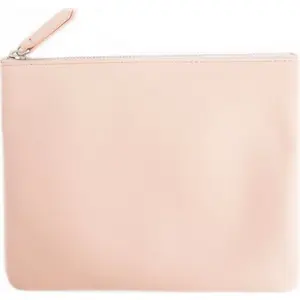 ROYCE NEW YORK Personalized Leather Travel Pouch - Light Pink- Silver Foil