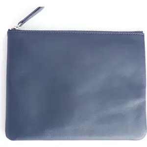 ROYCE NEW YORK Personalized Leather Travel Pouch - Navy Blue- Gold Foil
