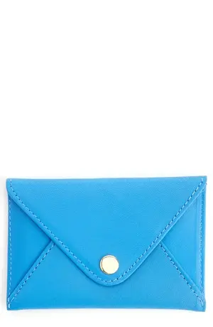 ROYCE NEW YORK Personalized Envelope Card Holder Light Blue- Deboss