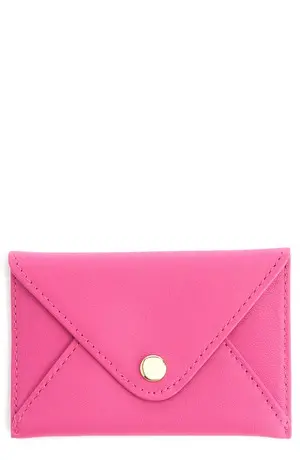 ROYCE NEW YORK Personalized Envelope Card Holder Pink - Deboss