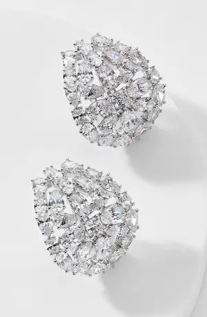 Nadri Shine On Button Stud Earrings