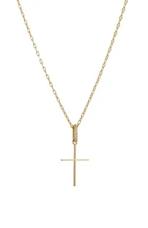 Nadri Cubic Zirconia Cross Pendant Necklace - Gold