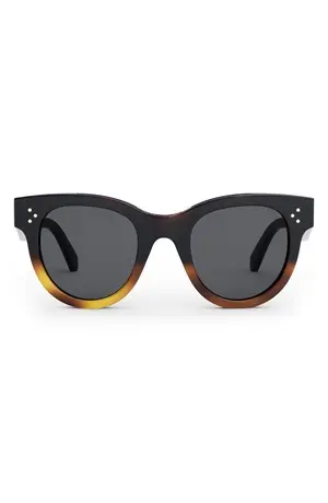 Celine CELINE Bold 3 Dots 48mm Square Sunglasses Blonde Havana / Smoke