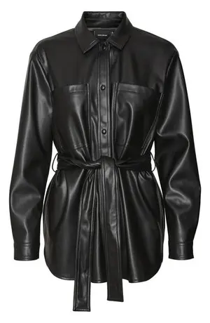 Vero Moda Bella Faux Leather Shirt Jacket