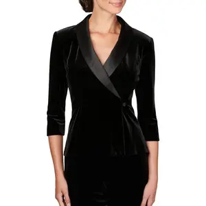 Alex Evenings Velvet Tuxedo Top - Black