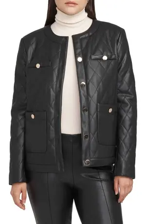 Anne Klein Quilted Faux Leather Jacket