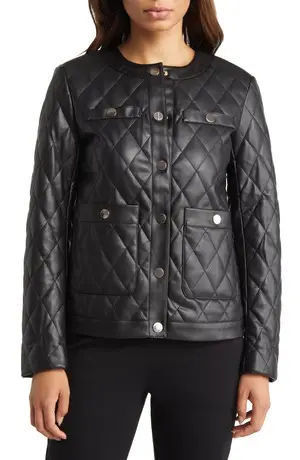 Anne Klein Quilted Faux Leather Jacket