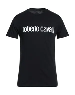 Roberto Cavalli Man T-shirt Red Size S Cotton Black