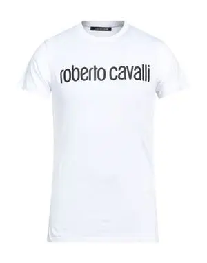 Roberto Cavalli Man T-shirt Red Size S Cotton White