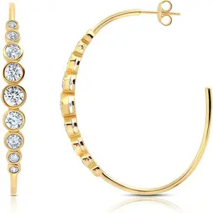 CRISLU Cubic Zirconia Hoop Earrings - Gold