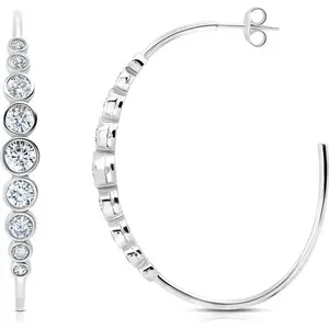 CRISLU Cubic Zirconia Hoop Earrings - Platinum