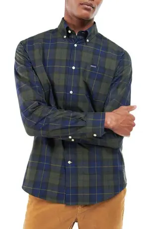 Barbour Wetheram Tailored Fit Button-down Shirt Olive Night