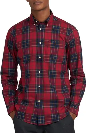 Barbour Wetheram Tailored Fit Button-down Shirt Red