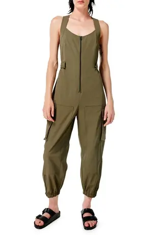 Sweaty Betty Utility Open Back Jumpsuit Olive Green