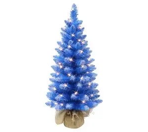 PULEO INTERNATIONAL Puleo 3 Ft Pre-lit Fashion Blue Tree, 97 Tips, Ul Clear - One-color