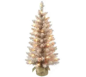 PULEO INTERNATIONAL Puleo 3 Ft Pre-lit Rose Gold Tree, 97 Tips, 50 Clear - One-color