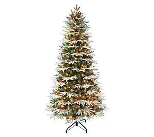 PULEO INTERNATIONAL Puleo 6.5' Prelit Slim Flocked Halifax Fir Tree - One-color