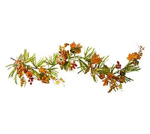 NORTHLIGHT 5' X 10' Pumpkins & Berries W/ Leave S Garland - One-color