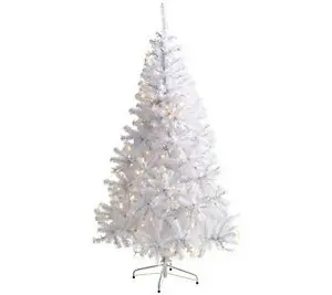 NEARLY NATURAL 6' Lit White Christmas Tree By - One-color