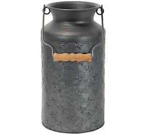 FORESIDE HOME & GARDEN Black Galvanized Metal Decorative Vase - One-color