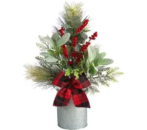 NEARLY NATURAL 20' Holiday Winter Greenery, Pin Cone, Berries - One-color
