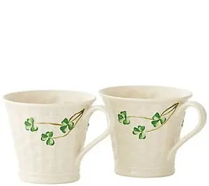 BELLEEK Classic Basketweave Set Of 2 Mugs - One-color