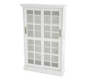 QVC Lyndon Sliding Door Media Cabinet White Finis - One-color