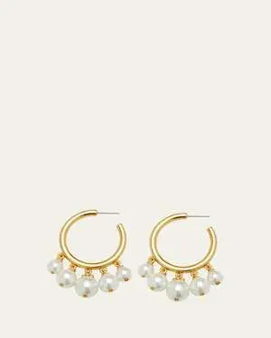 BEN-AMUN Pearly Drop Hoop Earrings - Gold