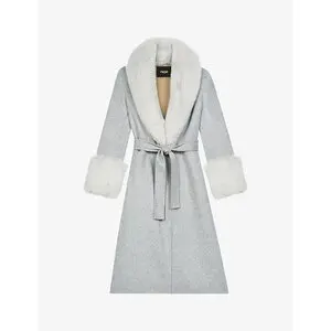 Maje Galaxyru Faux Fur-collar Wool-blend Coat