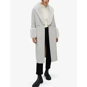 Maje Galaxyru Faux Fur-collar Wool-blend Coat