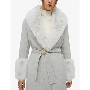 Maje Galaxyru Faux Fur-collar Wool-blend Coat