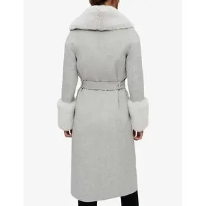 Maje Galaxyru Faux Fur-collar Wool-blend Coat