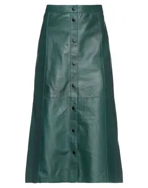 MUUBAA Midi Sheepskin Skirt - Dark Green