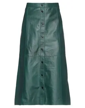 MUUBAA Midi Sheepskin Skirt - Dark Green