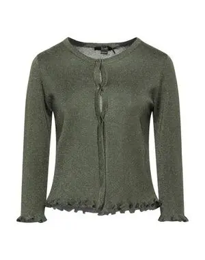 SEVENTY VENEZIA Knitted Lamé Cardigan - Military Green
