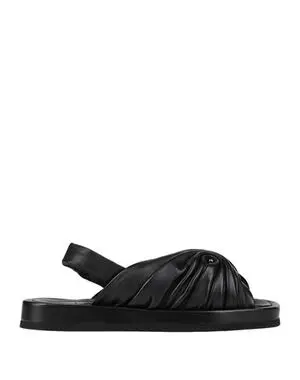STRATEGIA Leather Slingback Sandals - Black