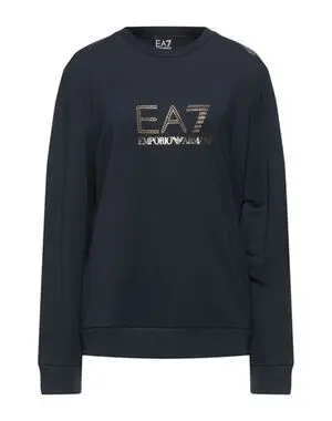 EA7 French Terry Sweatshirt With Appliqués - Blue