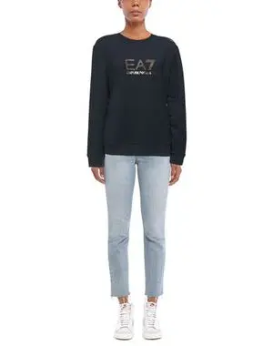 EA7 French Terry Sweatshirt With Appliqués - Blue