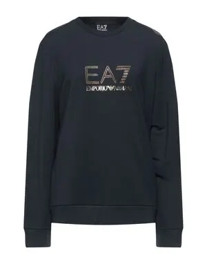 EA7 French Terry Sweatshirt With Appliqués - Blue