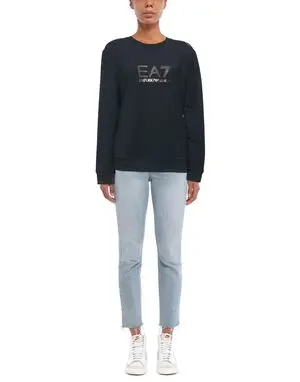 EA7 French Terry Sweatshirt With Appliqués - Blue