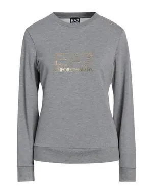 EA7 French Terry Sweatshirt With Appliqués - Light Grey